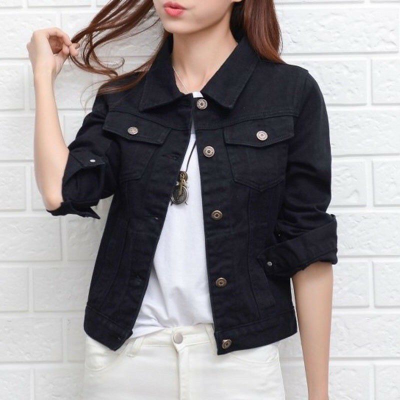 Jackets Long Sleeve Vintage Casual Coat Denim Jacket For Short Jeans ...