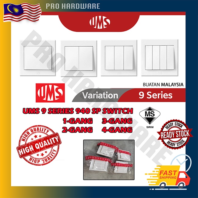 UMS 9 SERIES SWITCHES *SIRIM APPROVED* 10A SP 1/2/3/4 GANG SWITCH ...