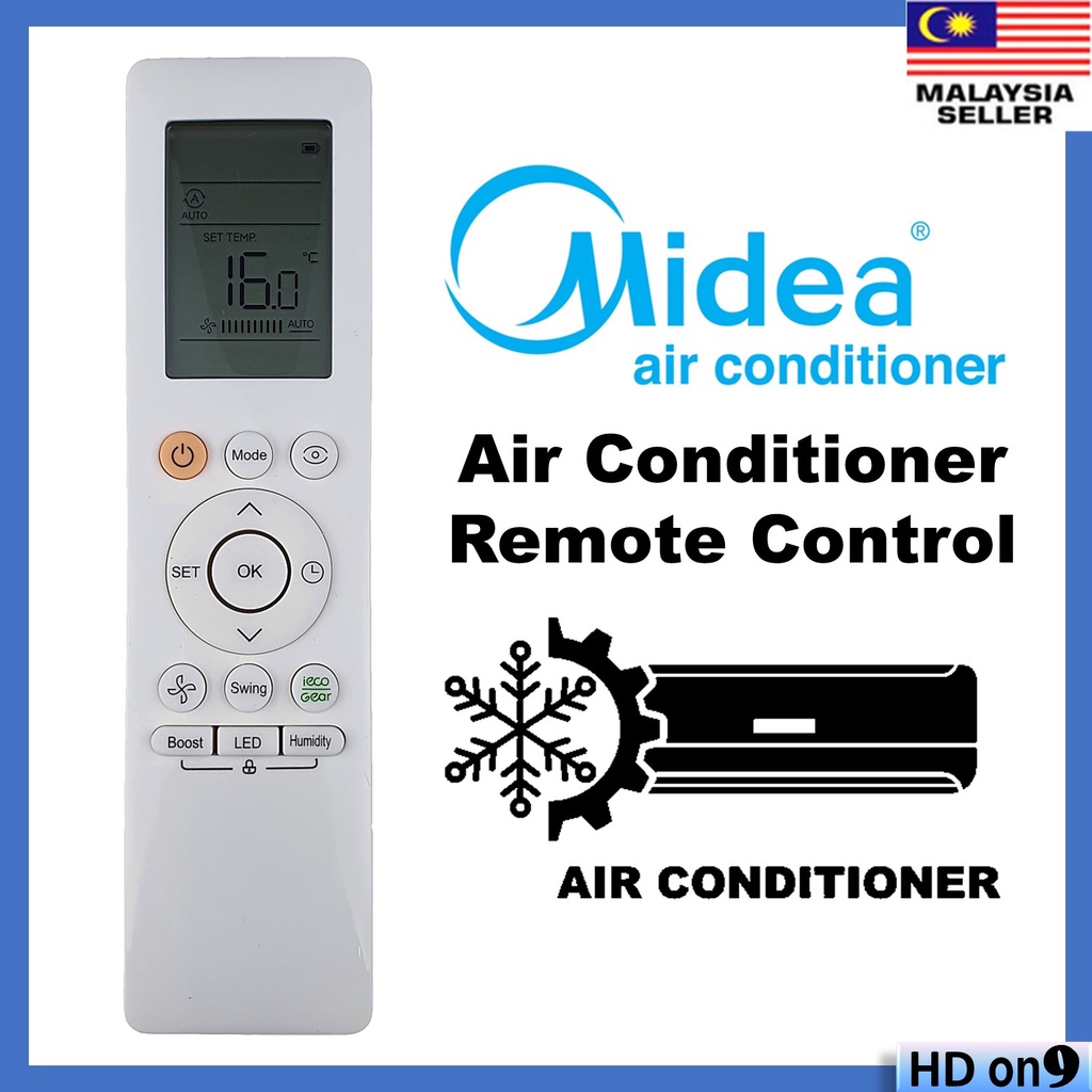 MIDEA Air Cond Aircon Aircond Remote Control Replacement (RG10L ...