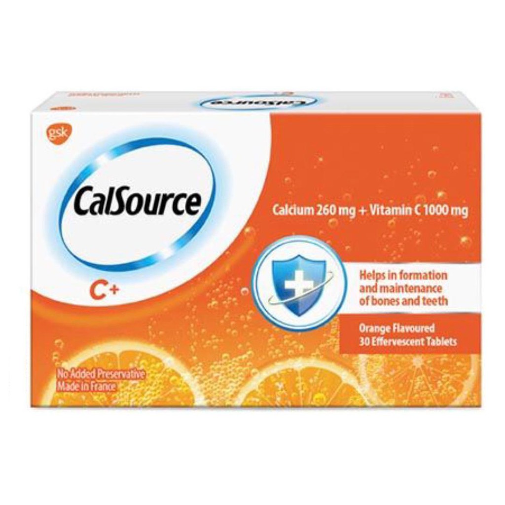 CalSource Calcium 260mg + Vitamin C 1000mg Effervescent Tablets 30's ...