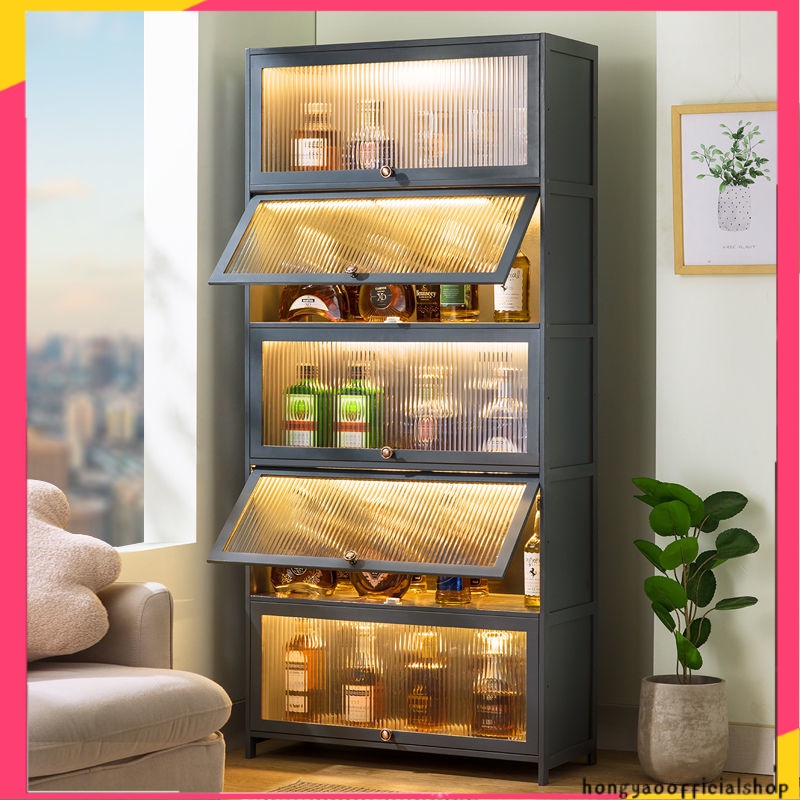 Kitchen storage cabinet floor mounted multi-storey sideboard wine ...