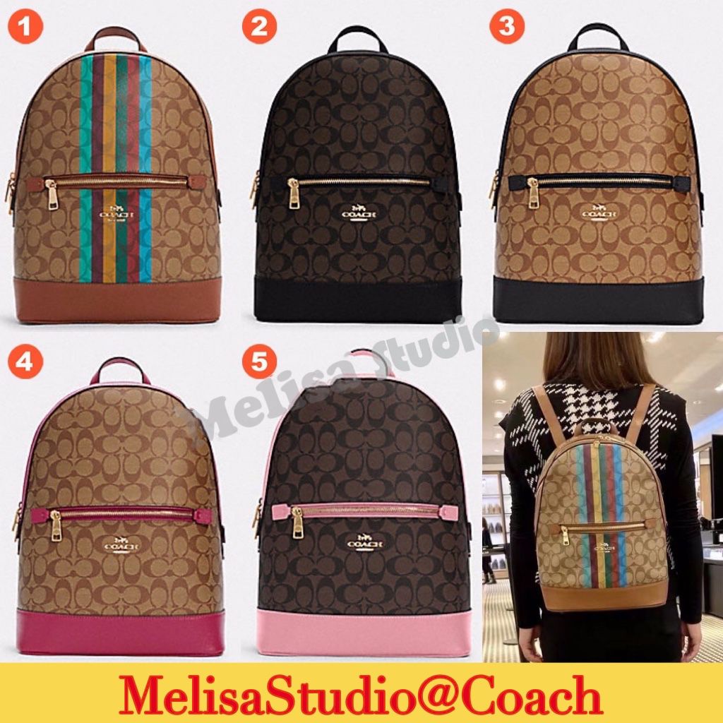 Coach C5795 C5679 Kenley Backpack In Signature Canvas With Stripe Women ...