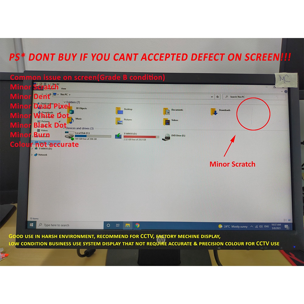 LED LCD Monitor Screen Minor Burn or Minor Dot (17inch to 23inch Used ...