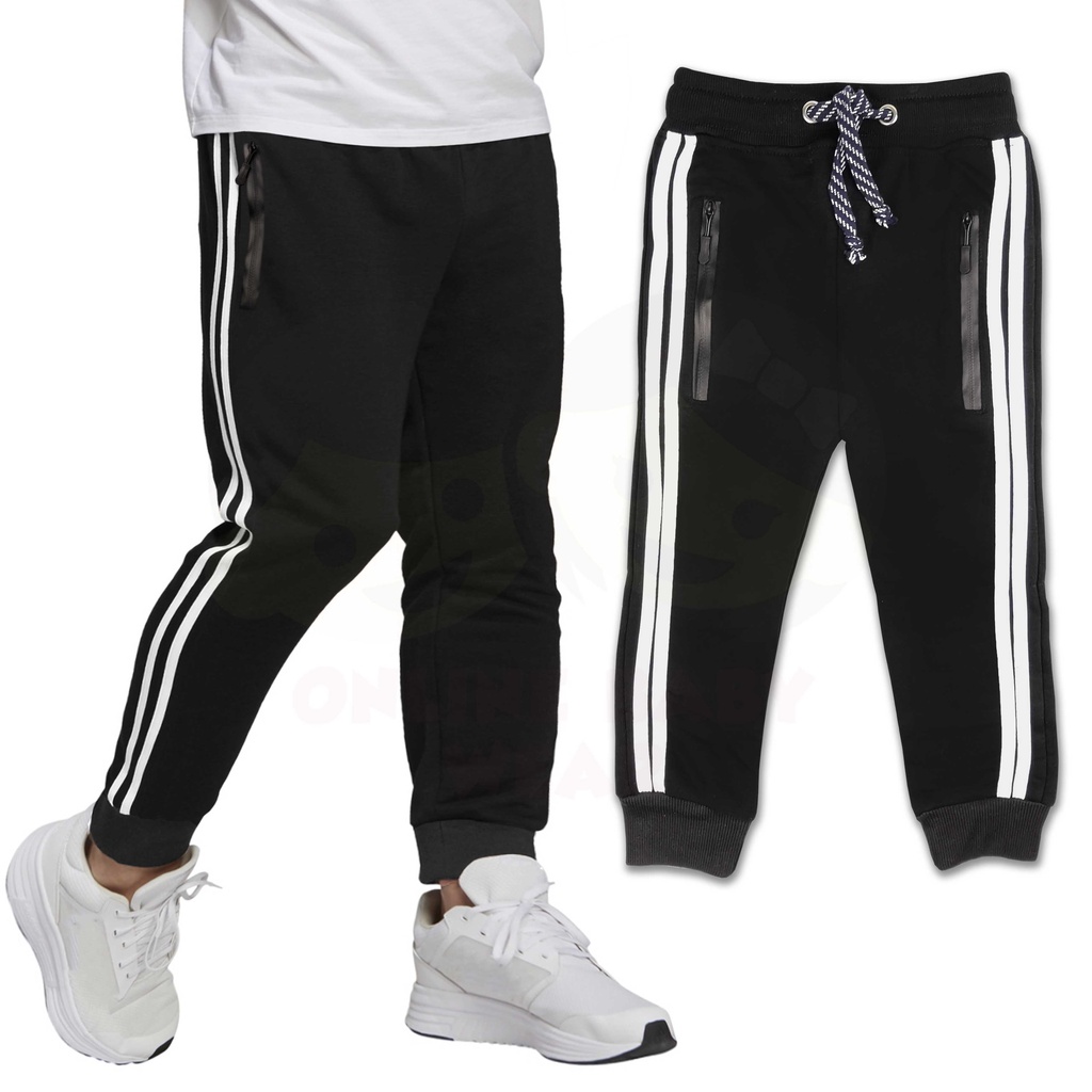 Black ZIPPER Long Jogger with Side Lace / Kids Seluar Sekolah ...