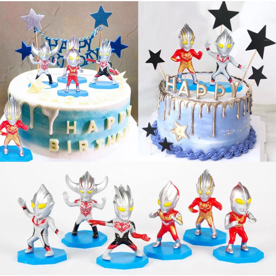 6pcs Ultraman Figurine Topper Ultraman Toys Boy Birthday Cake ...