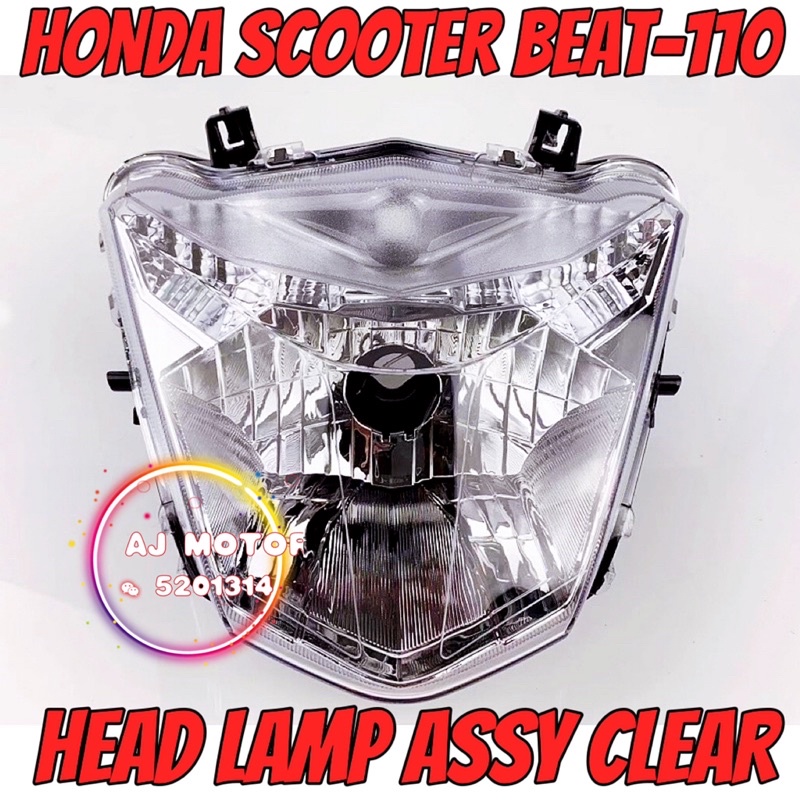 HONDA SCOOTER BEAT110 V1 HEAD LAMP ASSY CLEAR / FRONT BULB LED WHITE ...
