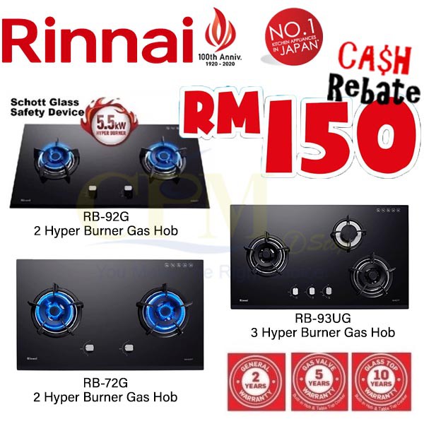 (INSTANT CASH REBATE RM150) RINNAI RB Series (5.5kW) HYPER BURNER BUILT ...