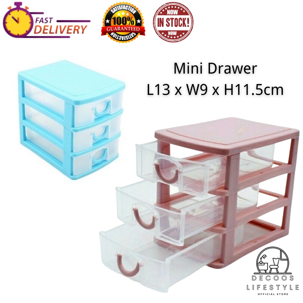 Mini Drawer 3 Layers Storage Box Bekas Laci Bertingkat L13 x W9 x H11 ...