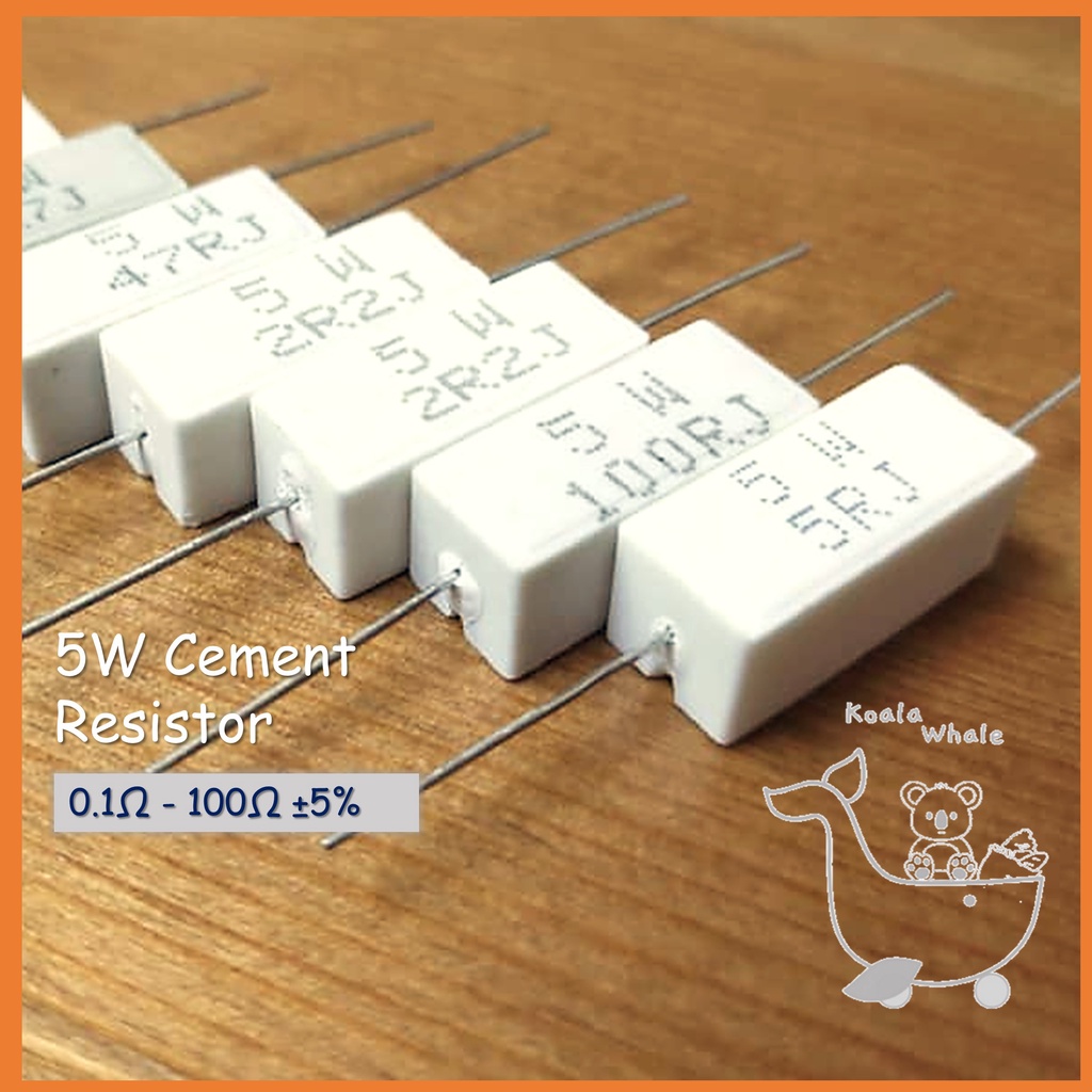 5W Cement Resistor Chalk Perintang Kapur 5W 0.1 0.25 0.5 1 2.2 4.7 5 10 ...