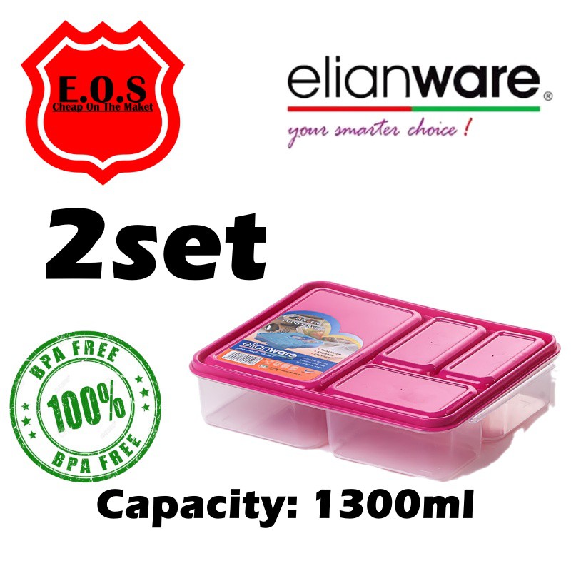 Elianware 1300ml Lunch Box / Kids Lunch Box 2set | Shopee Malaysia