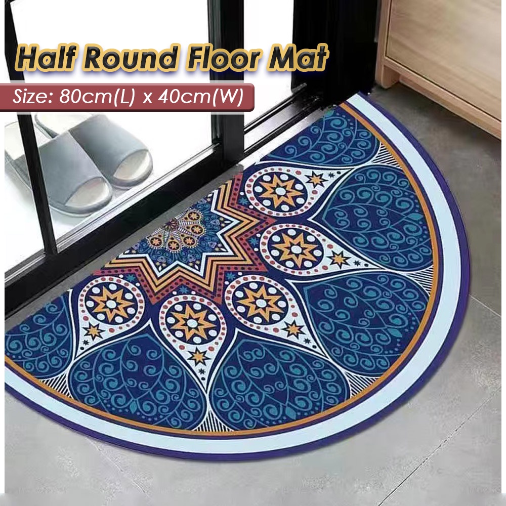 FM011 Semi Circle Half Round Floor Mat (80 x 40cm) Door Mat Rug Soft ...