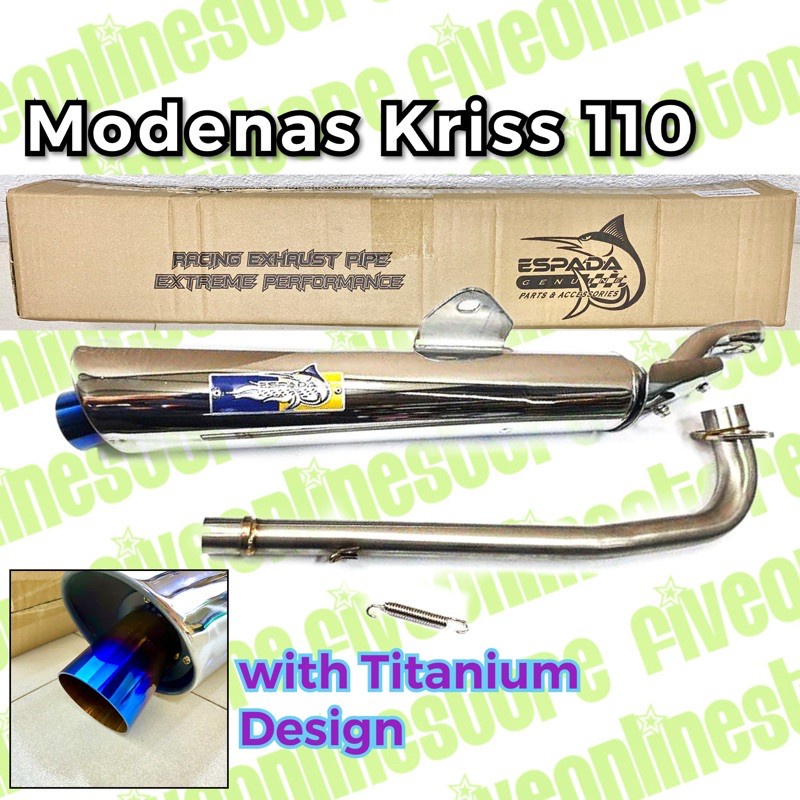 ESPADA Racing E4 STD POWER Titanium Exhaust Pipe Honda EX5 Dream / Kriss 110 28mm Standard Ekzos ...