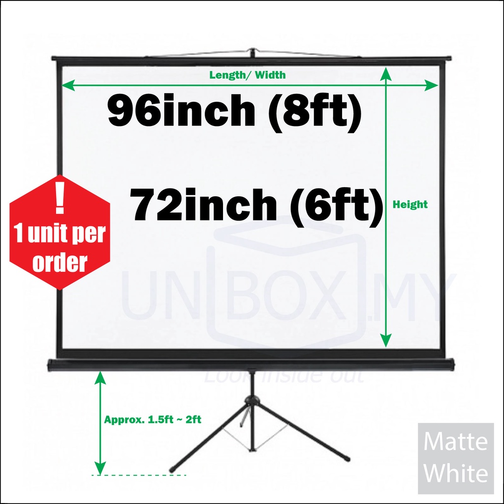 Tripod Screen Projector Matte White 5 6 ft 7 8 kaki Skrin Portable ...