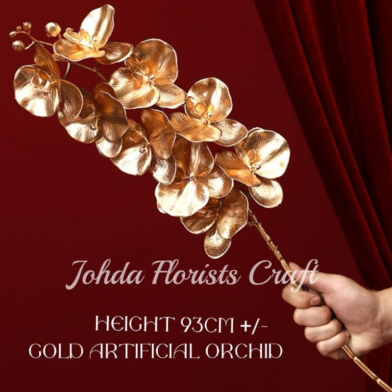 Orchid Premium Gold Latex 3D Bunga Orkid Emas Artificial Gold Paddy ...