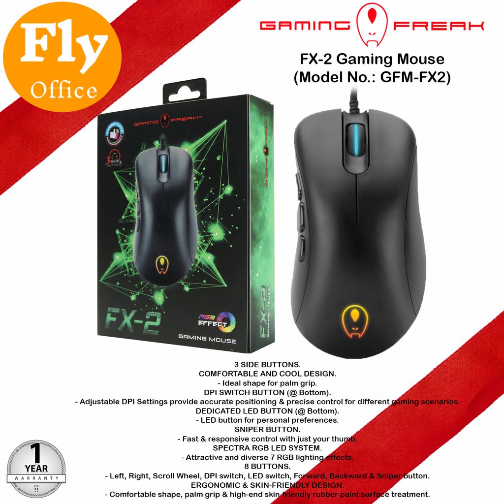 AVF Gaming Freak Gaming Mouse FX2 6400-DPI GFM Series RGB Pc Desktop ...