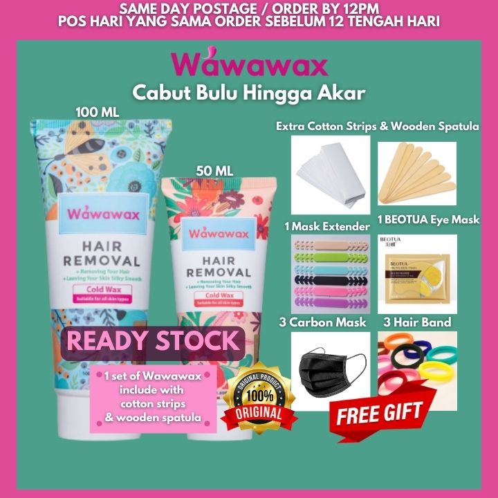 Wawawax Hair Removal Organic Wax 50 - 100ml Waxing Cold Wax Cabut bulu ...