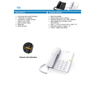 Alcatel Corded Phone T28 with Redial Key, Visual Call Indicator, Ringer ...