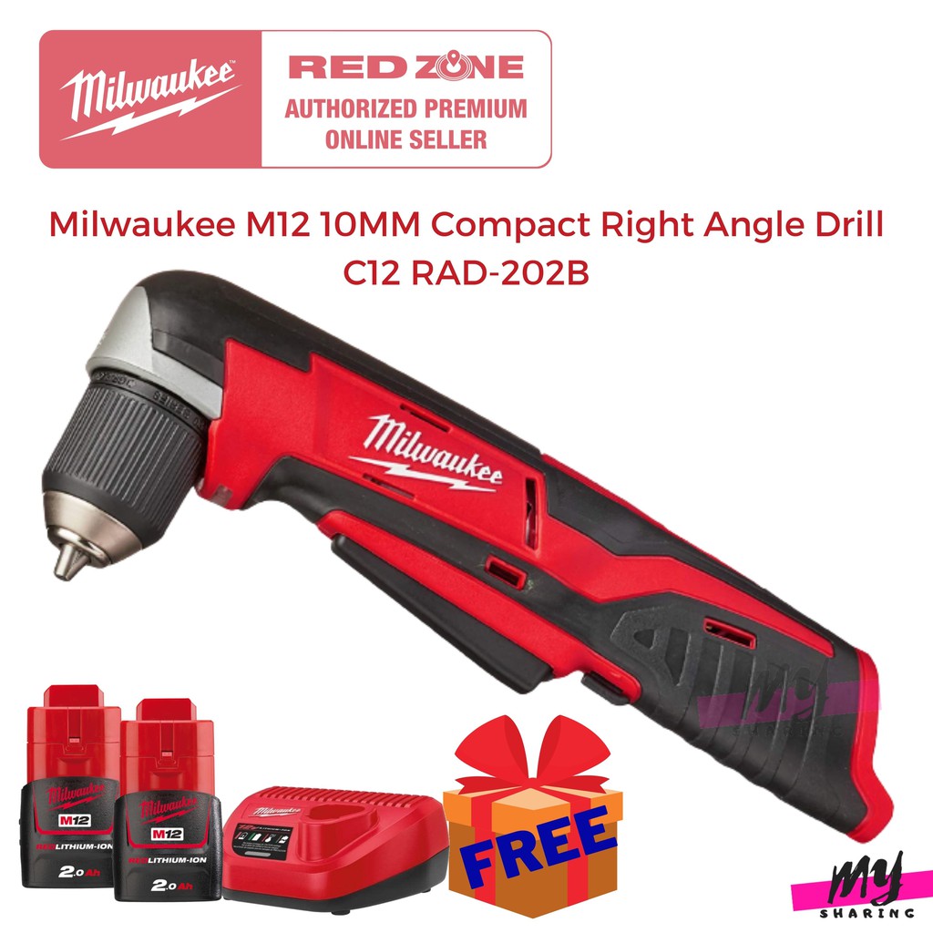 Milwaukee M12 10MM Compact Right Angle Drill C12 RAD-202B | Shopee Malaysia