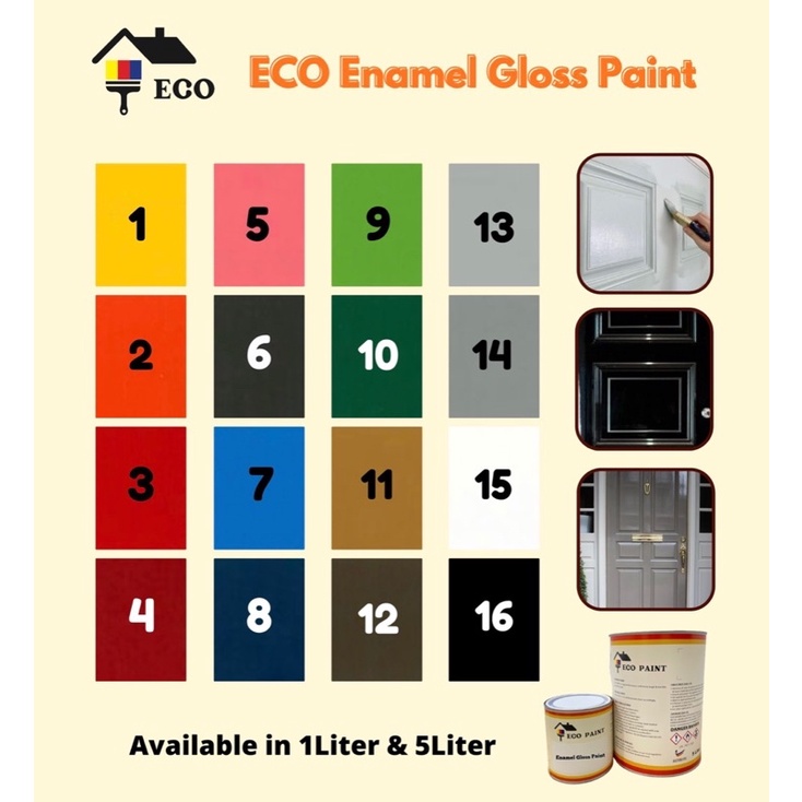 1L & 5L Eco Enamel HIGH-Gloss Paint (WOOD & METAL) // Cat Kilat, Cat ...