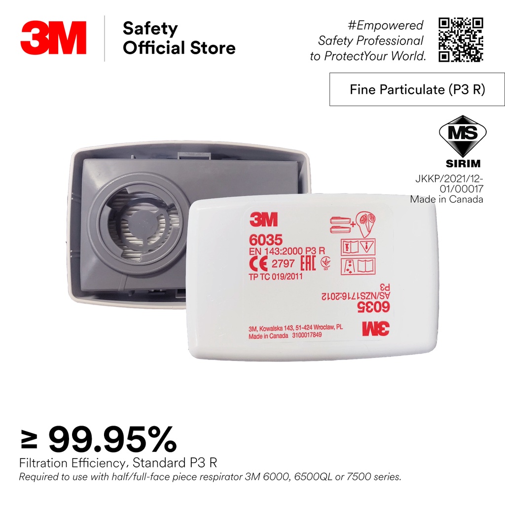 3M™ 6035 P3 R & 7093 P100 Filter/ Fit with 3M™ 6000/6500/6800/7000 ...