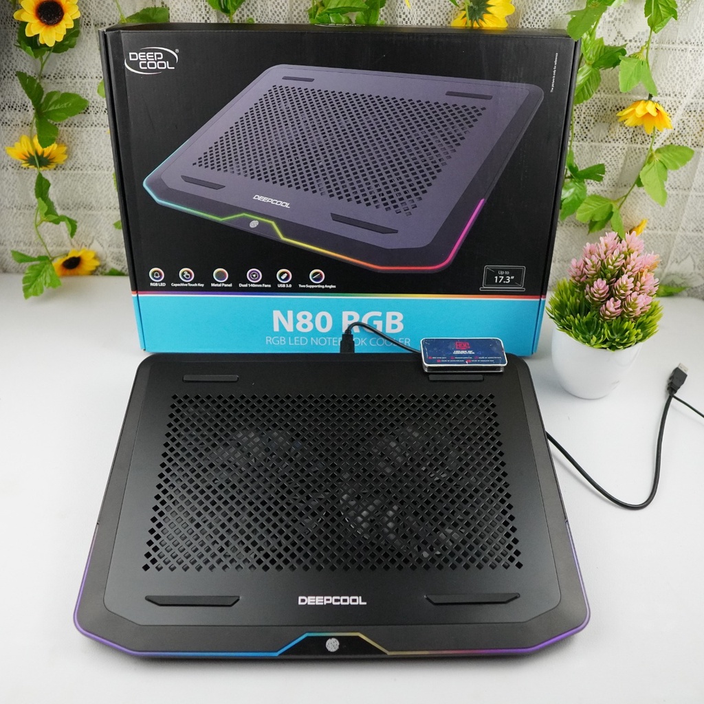 COOLING PAD DEEPCOOL NOTEBOOK COOLER N80 RGB DP-N222-N80RGB | Shopee ...