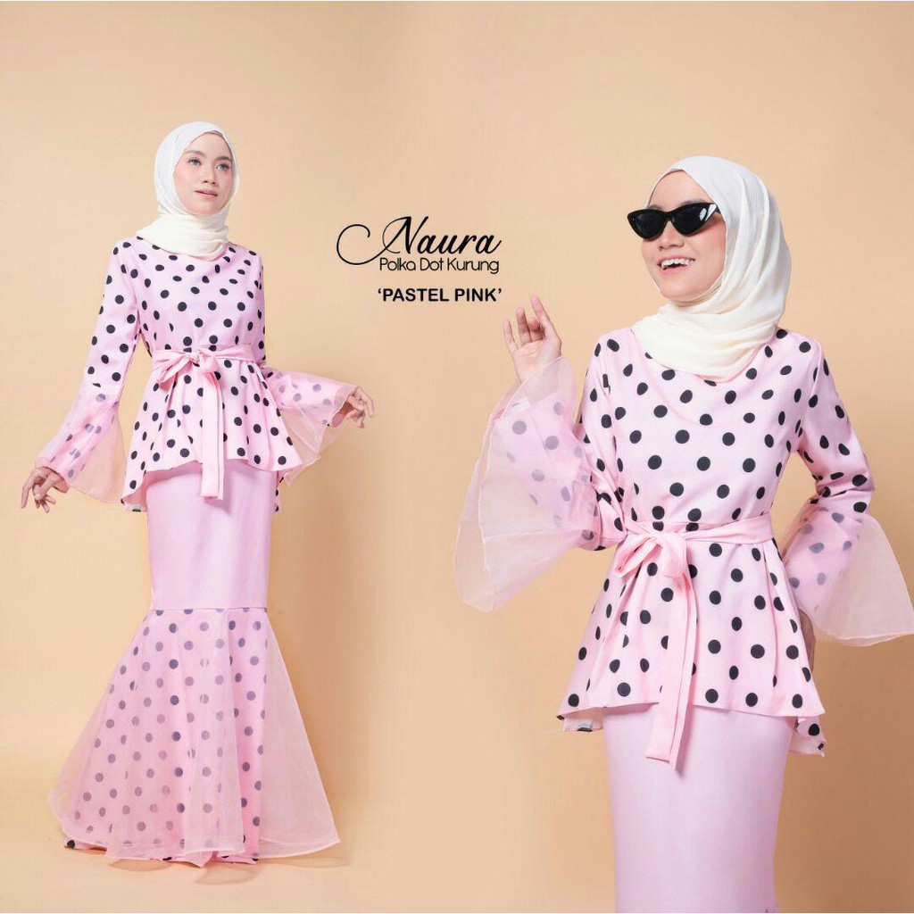 SALES BAJU RAYA - BAJU KURUNG MODERN NAURA POLKA DOT - #714 | Shopee ...