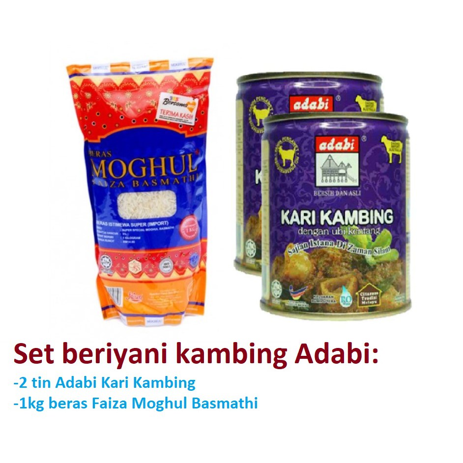 Set Kari Kambing Adabi dan Faiza Beras Moghul Basmathi 1kg | Shopee ...