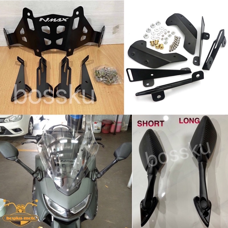 NMAX V1 V2 V3 ADJUSTABLE SIDE MIRROR BRACKET VISOR BRACKET WINDSHIELD ...