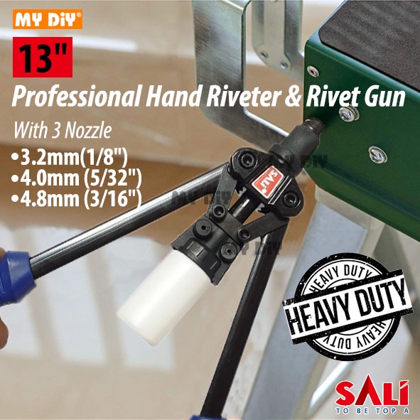 MYDIYHOMDEPOT - SALI Heavy Duty 13" Hand Riveter And Rivet Gun With 3 ...