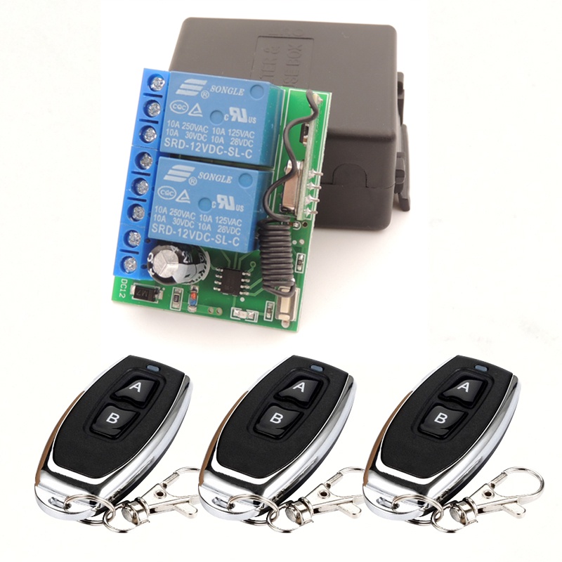 433MHz Universal Wireless Remote Control DC 12V 10A 2CH RF Relay ...