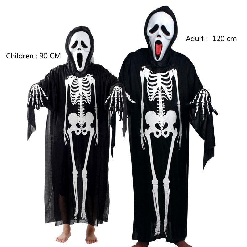 Halloween Ghost Mask Witches Hantu Topeng Ghost Dress Cosplay Long Face ...