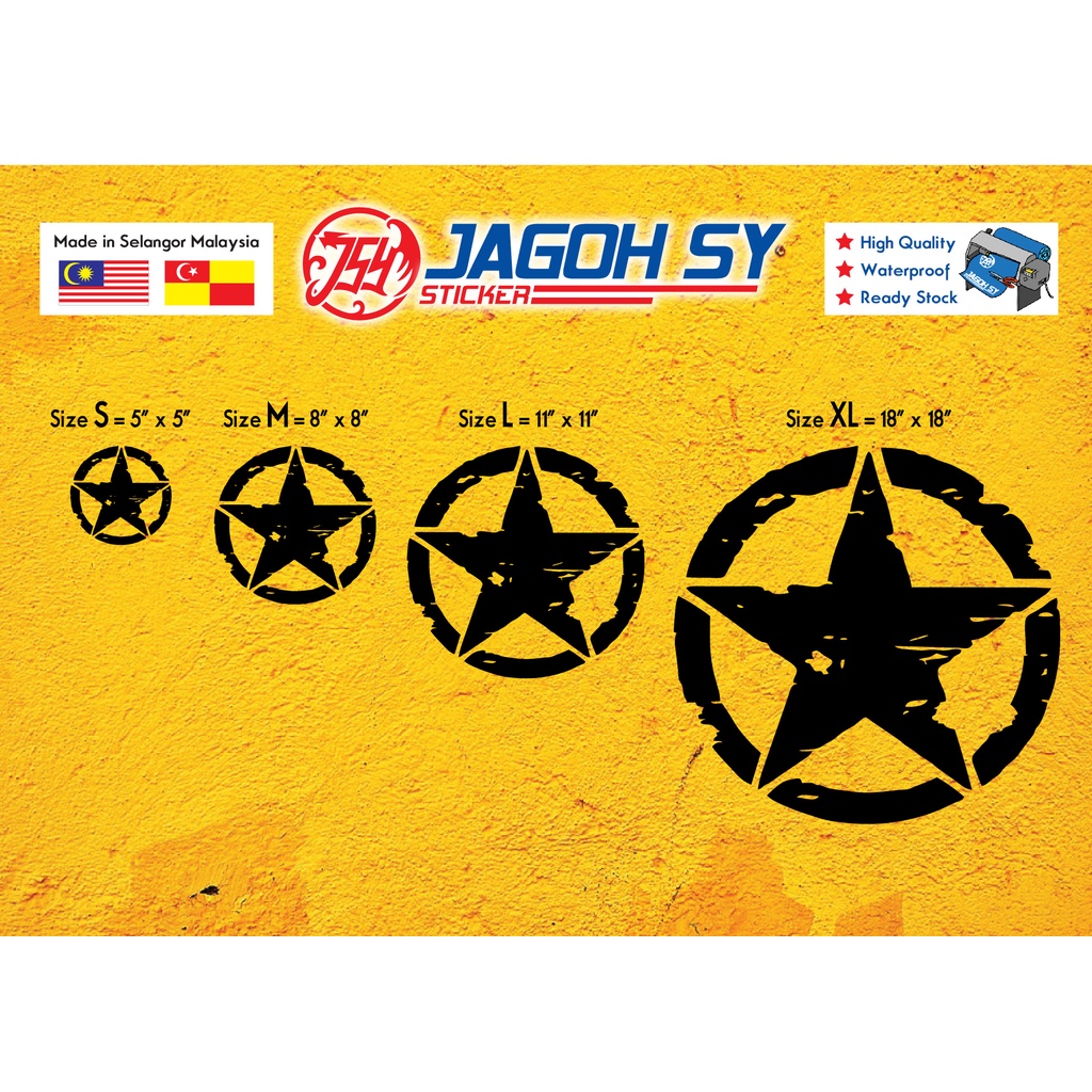 Sticker Star Army, Bintang Askar 4X4 design【HIGH QUALITY】 | Shopee Malaysia