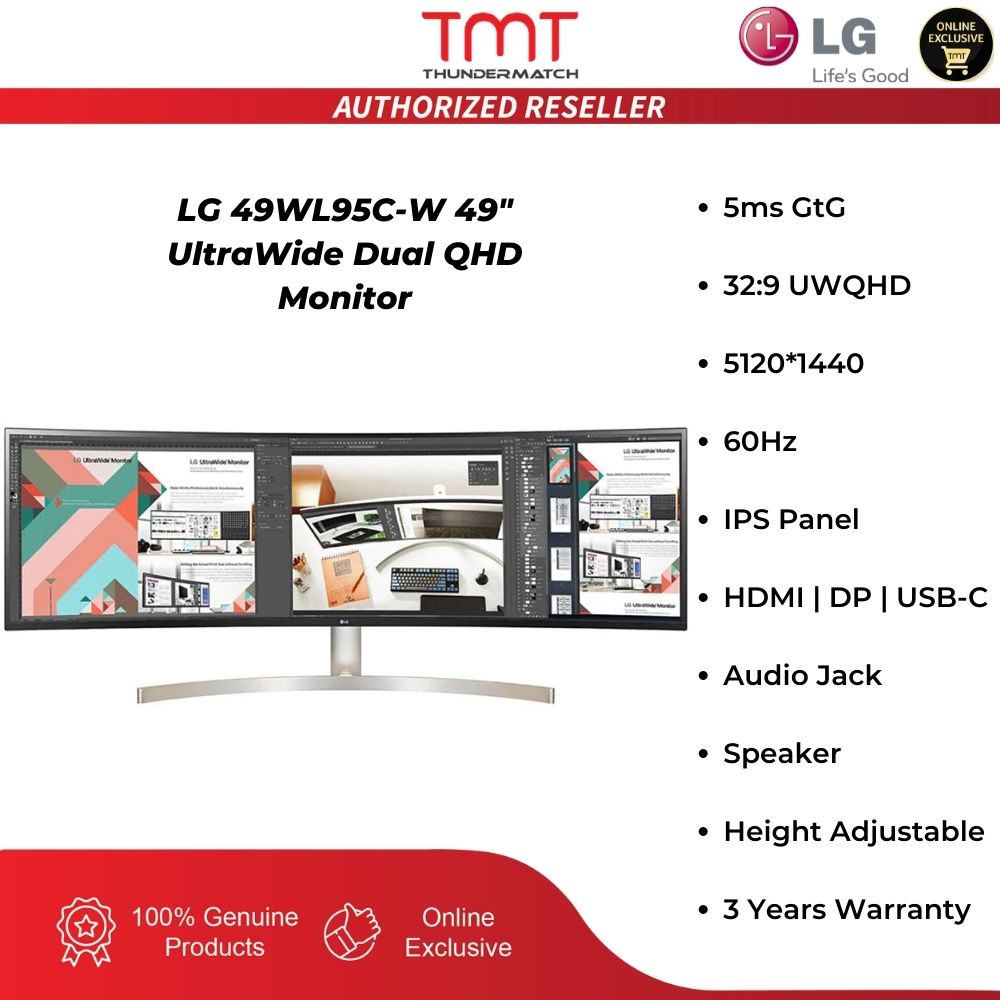 LG 49WL95C-W 49" UltraWide Dual QHD Monitor | 5ms / 32:9 UWQHD / 60Hz ...