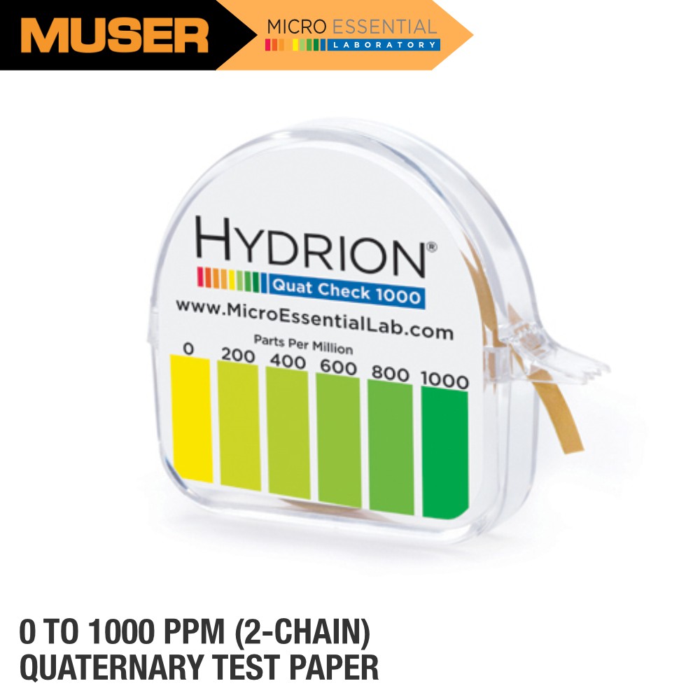Micro Essential Hydrion QC-1001 S/R Quat Test Paper Disp 0-1000ppm ...