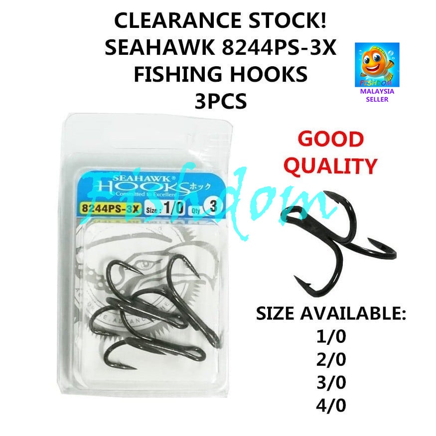 FISHDOM SEAHAWK 8244PS-3X FISHING HOOKS 3PCS | Shopee Malaysia