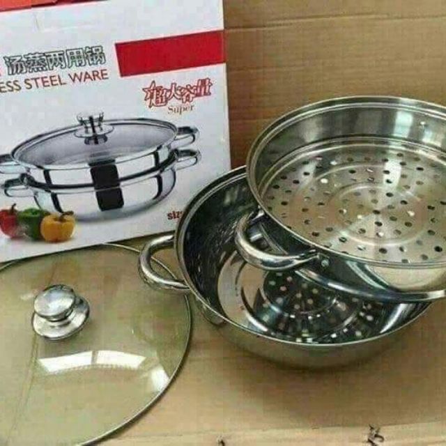 Multi-purpose 2-layer stainless steel steamer | Shopee Malaysia
