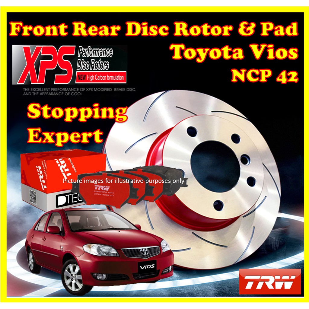 Toyota Vios NCP42 TRW XPS Disc Rotor Slotted / Pemutar Cakera Kereta Berprestasi Tinggi | Shopee ...