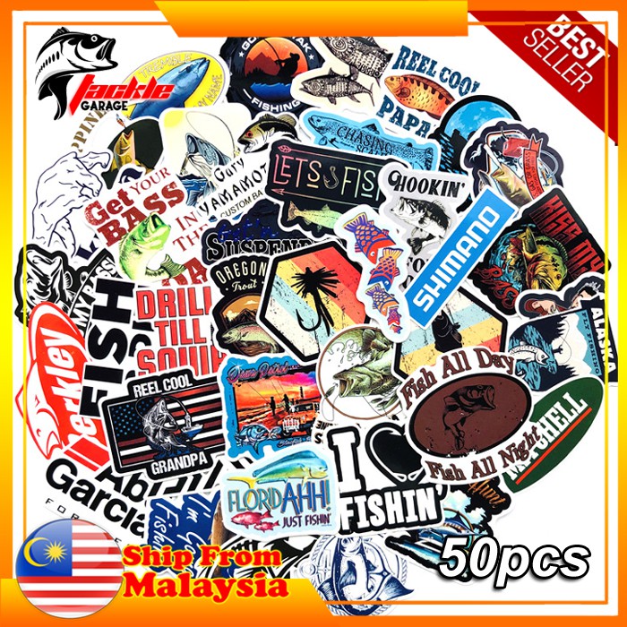 Fishing Sticker Pancing 50pcs Hi-Quality Waterproof Stiker 50 Keping ...