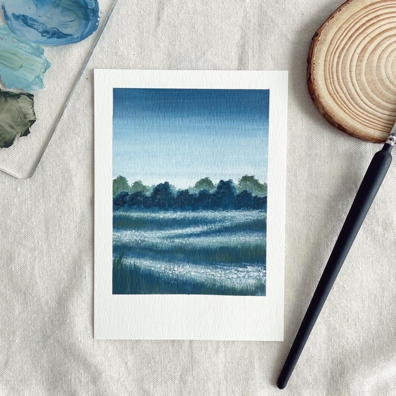 Original Gouache Painting (Blue Field) | Shopee Malaysia