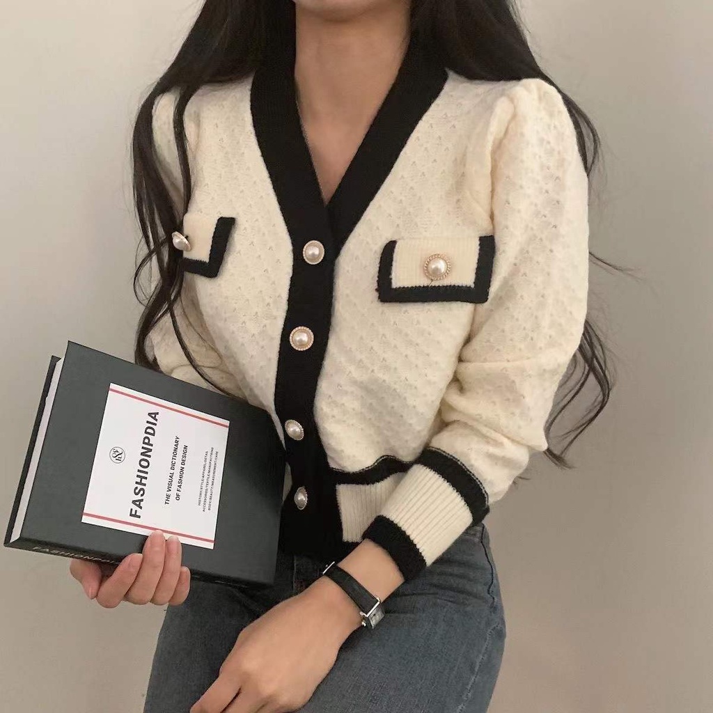 Korean Style Women's Fashion Ins Vintage Plaid Checked Knitwear Knitted ...