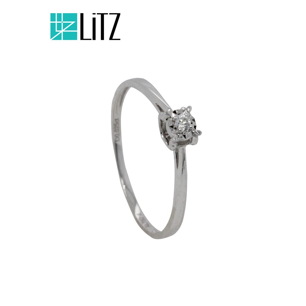 LITZ White Gold Diamond Ring (18K) DR48 | Shopee Malaysia