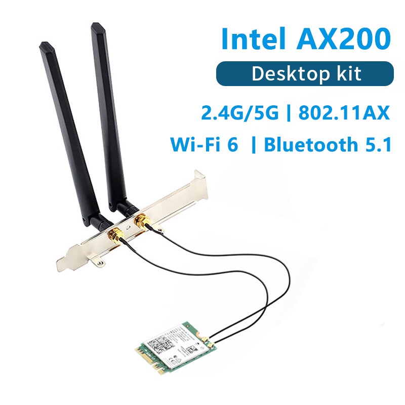 Dual band 3000Mbps Intel AX200 Wi-Fi 6 M.2 Desktop Kit 2.4G/5G ...
