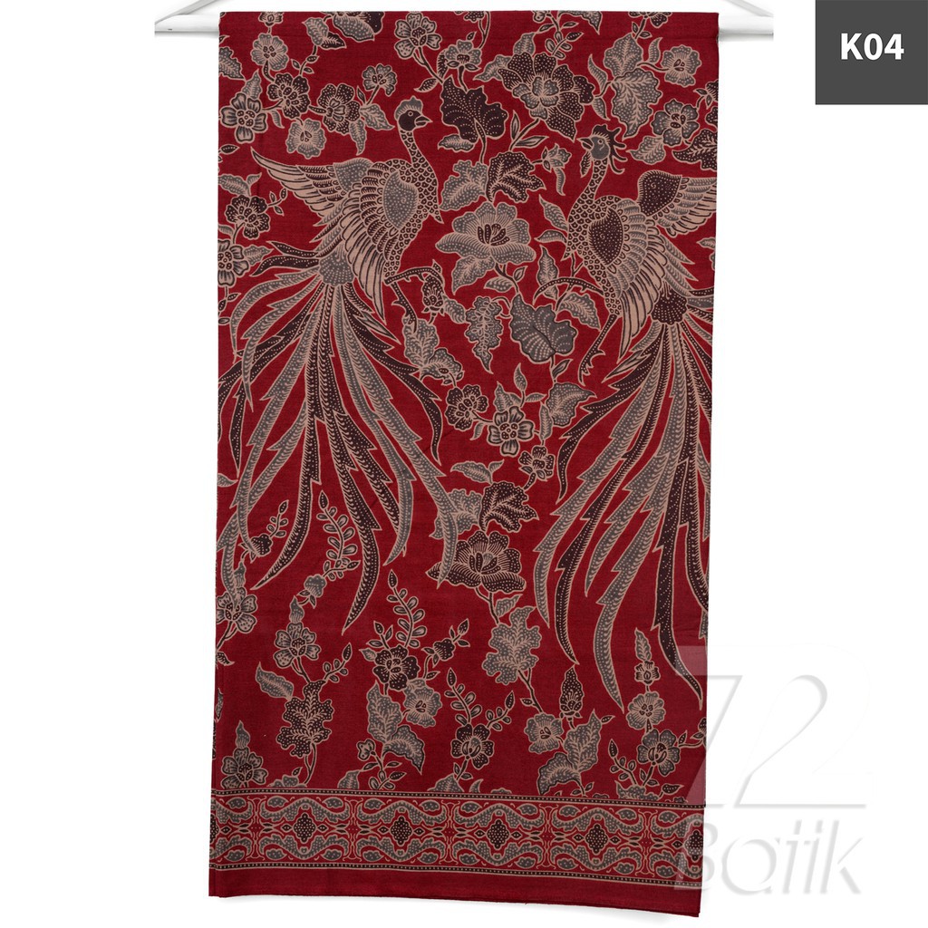 MERAH KATUN Premium Cotton BATIK Fabric With Dwi Cendrawasih Motif, Red ...