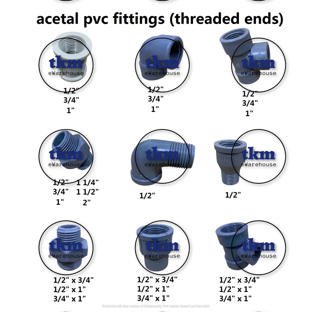 PVC Acetal Threaded Ends Fitting 15mm 20mm 25mm Socket Elbow Tee Nipple ...