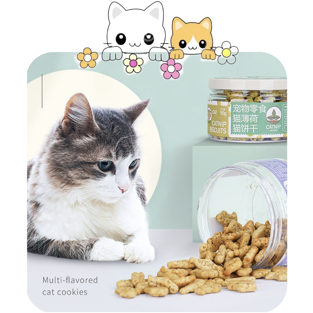 🔥READY STOCK🔥Cat Catnip Biscuit Original & Cod Fish Pet Food Snack (50g ...