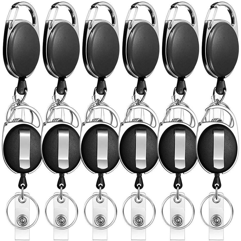 Retractable Reel Pull Key Id Card Badge Tag Clip Holder Carabiner Zinc ...