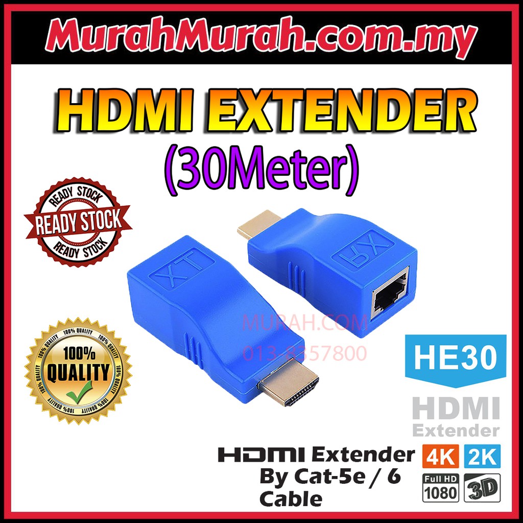 4K/2K HDMI Extender 30M Over Single Cat5e/Cat6 Ethernet Cable 1080P ...