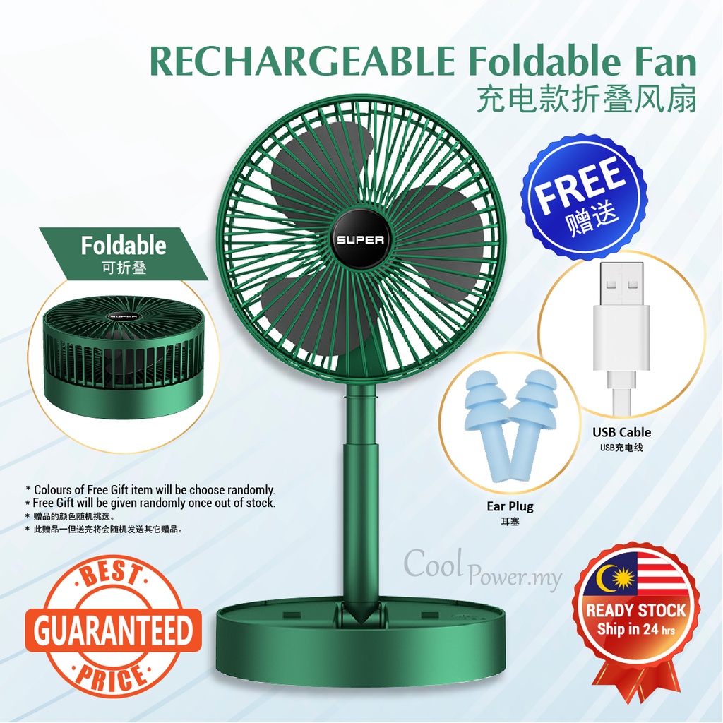 USB Rechargeable Foldable Portable Table Desk Stand Fan Outdoor Office ...