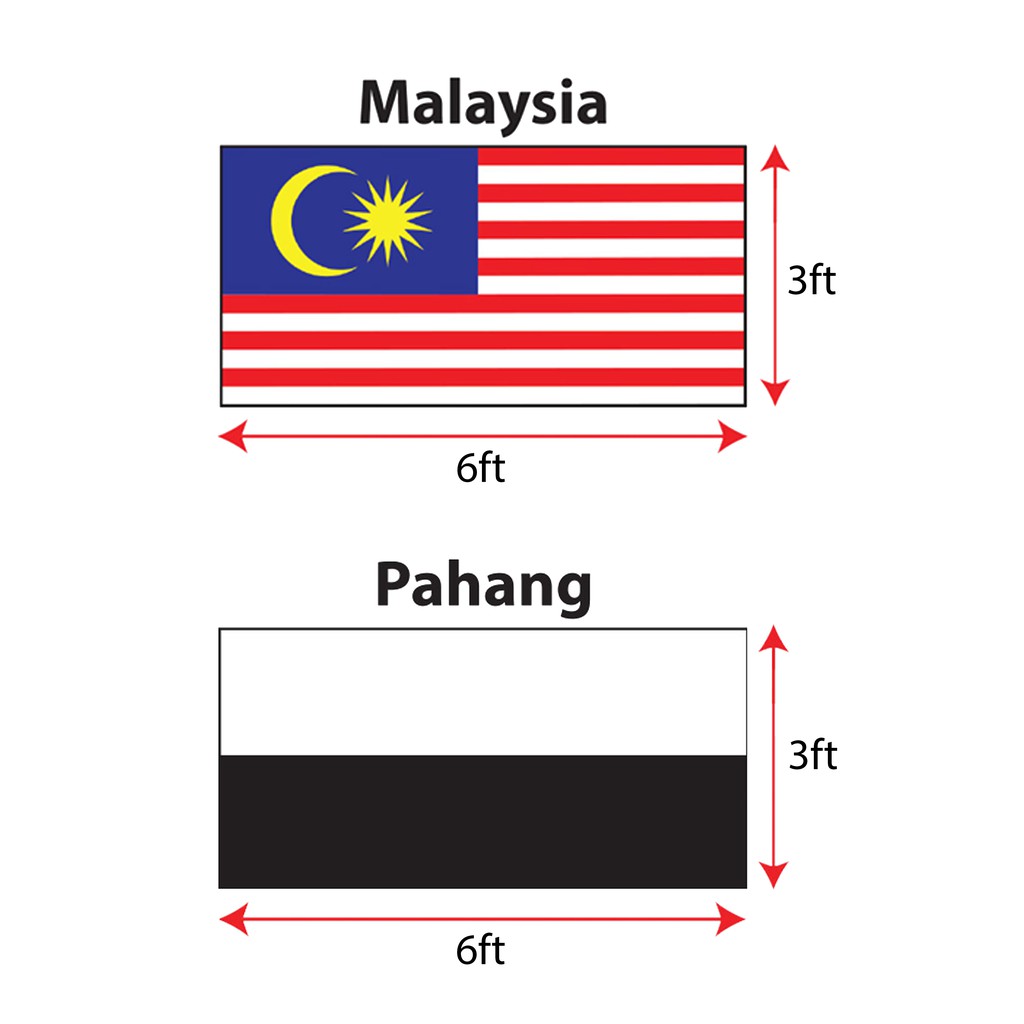 2x4/3x6/2x8 Bendera/Flag Malaysia Pahang Polyester Pack - 2pcs | Shopee Malaysia