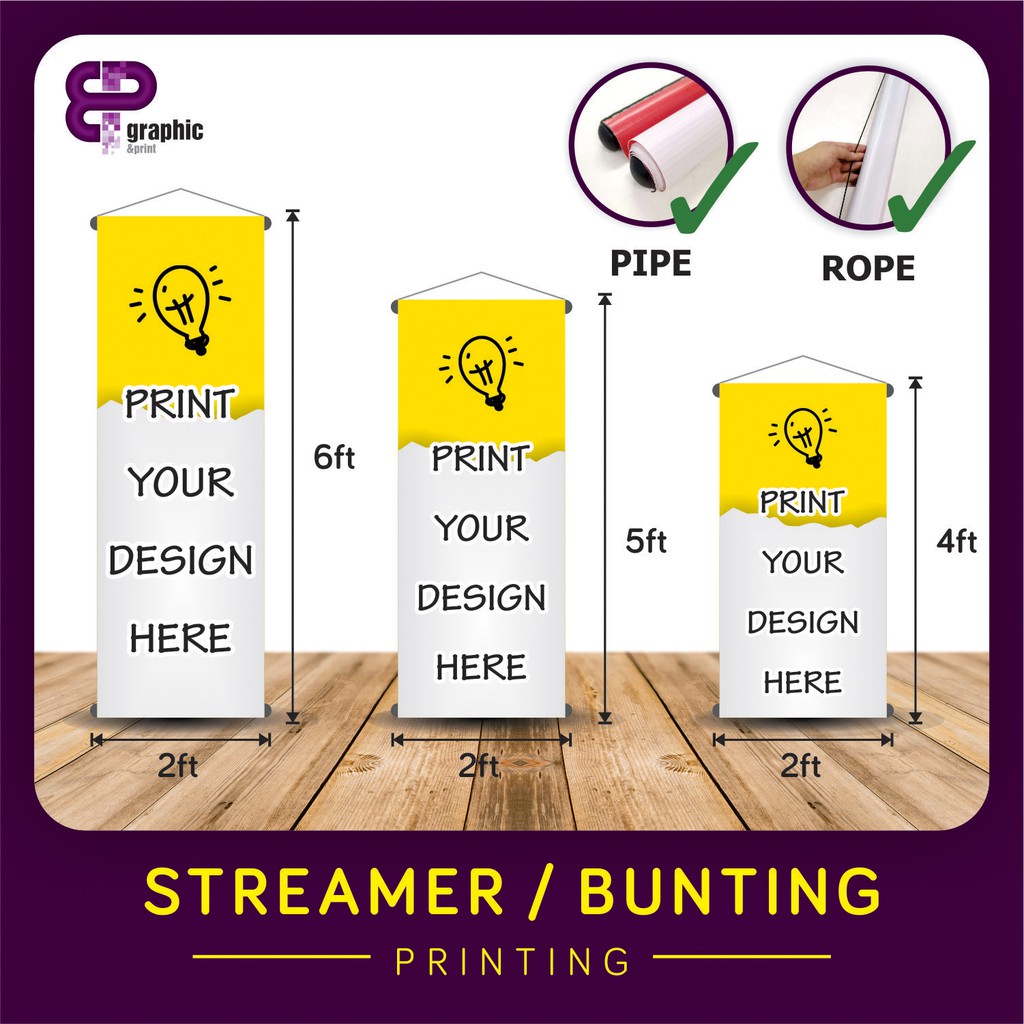 STREAMER / BUNTING PRINTING_Tarpaulin + Pipe [CHAT WITH US BEFORE ORDER ...